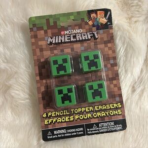 mojang | Other | New Minecraft Creeper Green Pencil Topper Erasers Set ...